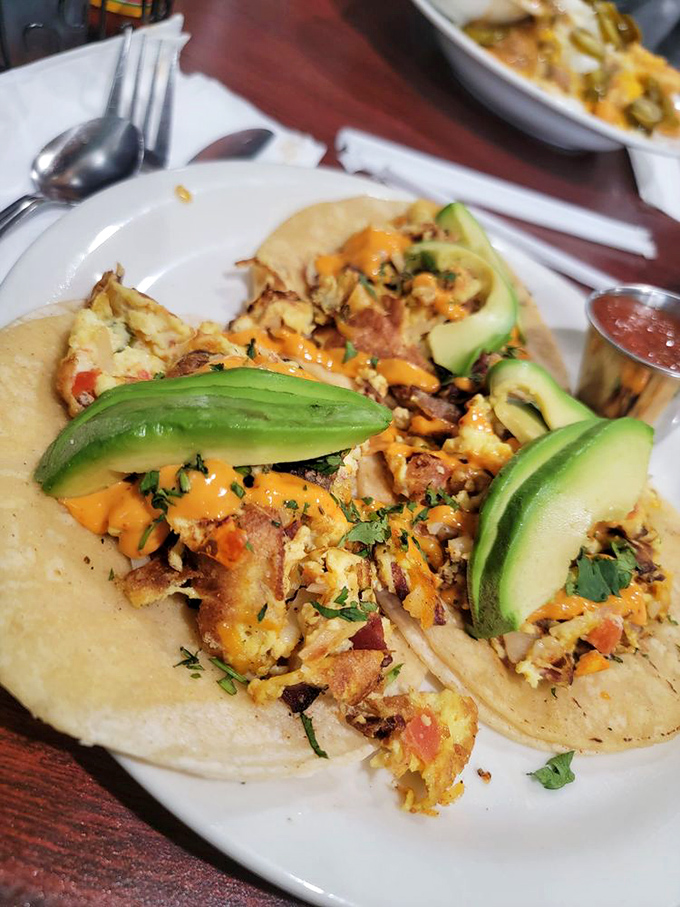 Breakfast tacos that deserve their own parade &ndash; stuffed with savory fillings and crowned with perfect avocado slices that make healthy eating feel like cheating.