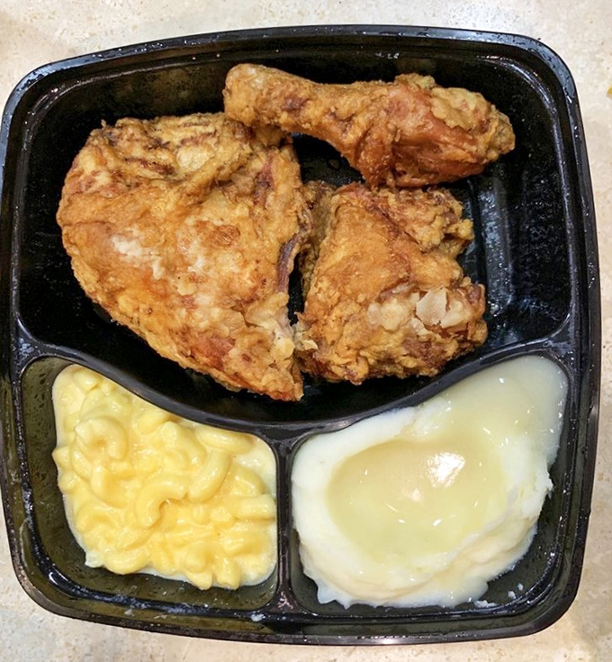 Broasted chicken so perfectly golden it deserves its own Instagram account. Paired with creamy sides, it's comfort food that whispers, "Diet? What diet?"