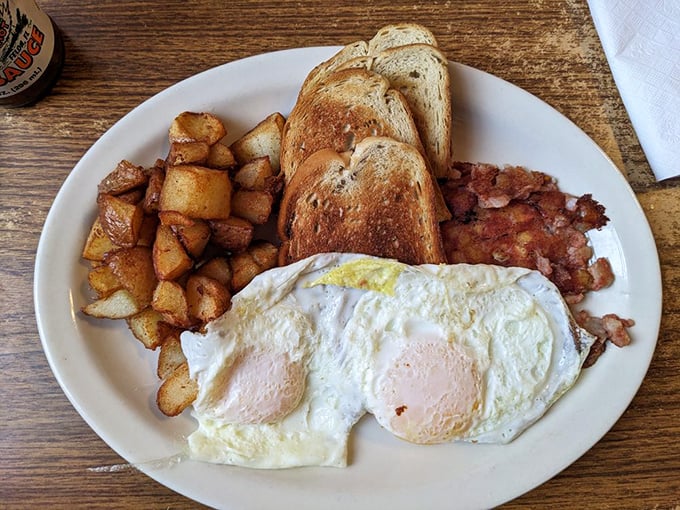 The breakfast that launched a thousand road trips. Toast so perfectly golden it deserves its own Instagram account.