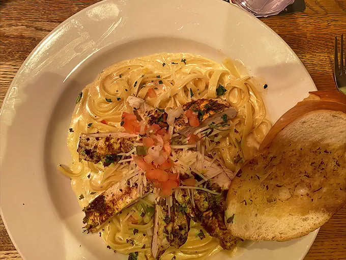 Pasta that proves brewpubs aren't one-trick ponies. This creamy Cajun chicken linguine shows the kitchen has range beyond pub grub.