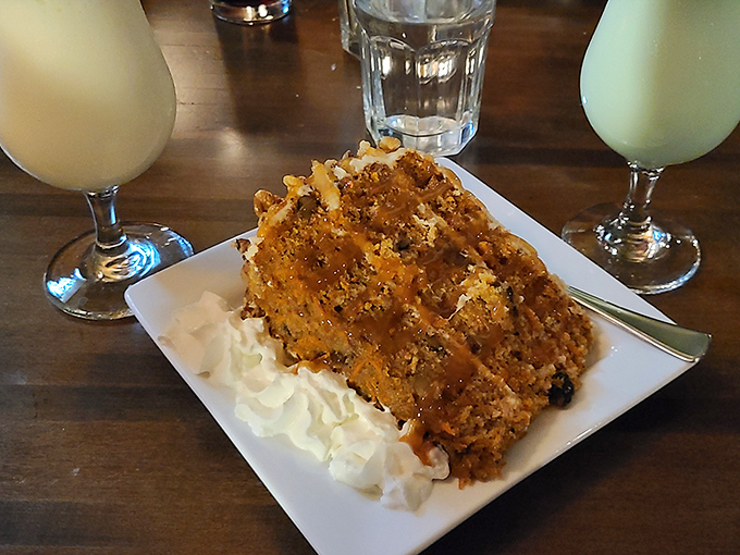 Carrot cake so tall and proud, it could run for office in Wisconsin.