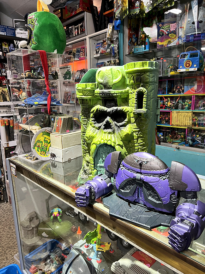 Toy paradise for grown-up kids. This Castle Grayskull and purple monstrosity would have been the crown jewel of any 80s playroom.