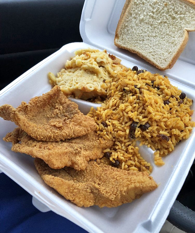 Soul food algebra: golden-fried catfish + mac and cheese + rice with beans = the kind of math problem I'd happily solve daily.