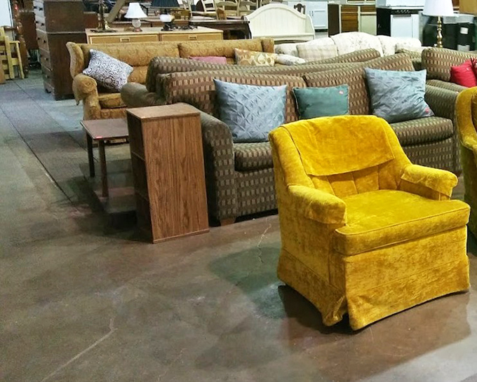 That mustard yellow armchair isn't just furniture—it's a time machine to your grandma's living room, complete with comfort that modern pieces can't match.
