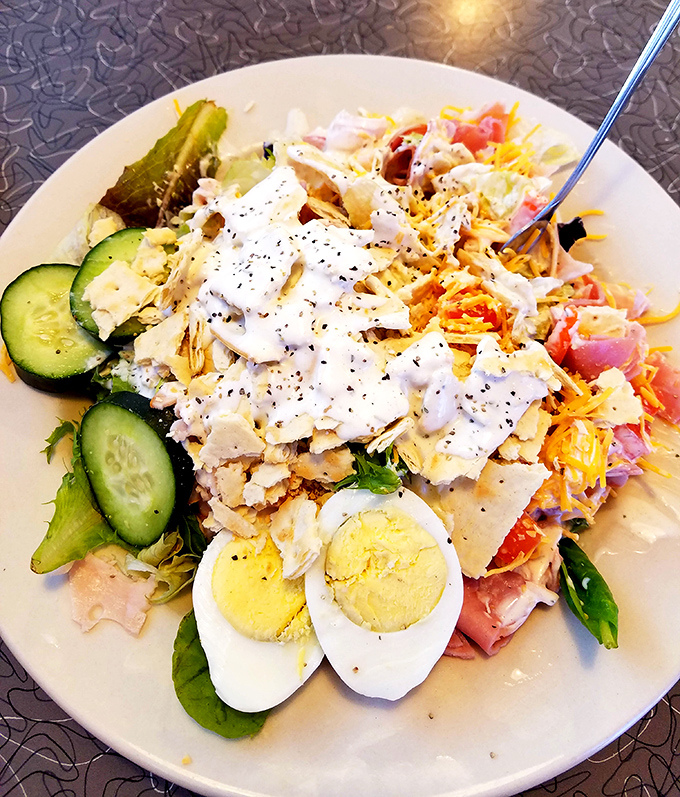When a chef salad looks this fresh in the middle of nowhere, you know you've stumbled upon one of those rare roadside treasures.