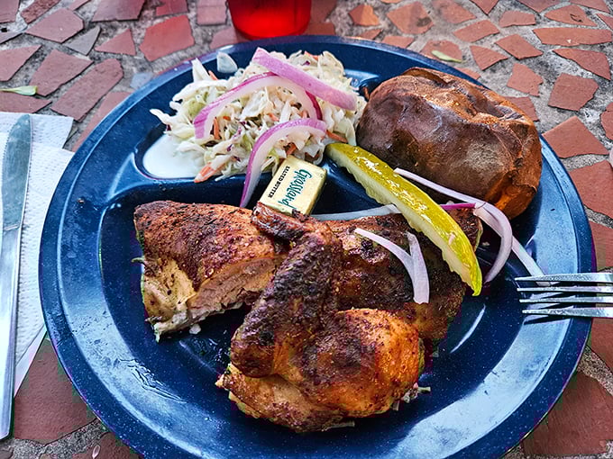 Smoked chicken that's somehow both rustic and elegant, proving that poultry can hold its own in the barbecue big leagues.