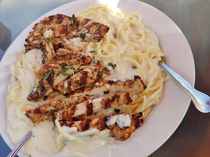 Fettuccine Alfredo that puts chain restaurants to shame. This isn't that gloppy stuff from the mall&mdash;it's silky, buttery pasta heaven on a plate.