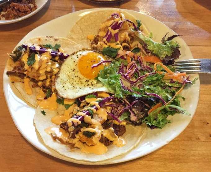 These tacos don't care about your "it's too early for international cuisine" rule. Vibrant, colorful, and ready to wake up your taste buds.