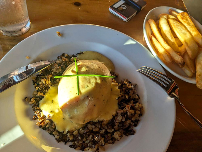 Not just chicken &ndash; a golden masterpiece nestled on wild rice that makes you realize why people drive for hours through Wisconsin backroads for dinner.