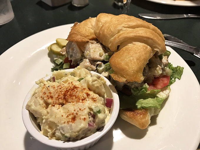 The chicken croissant sandwich arrives with potato salad that your grandmother would approve of &ndash; creamy, tangy perfection.