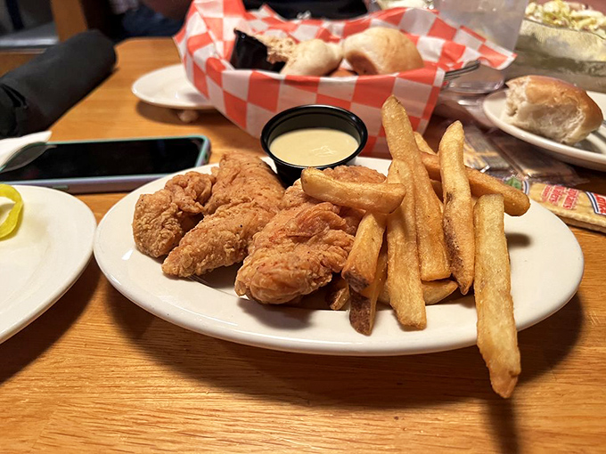 Golden-fried chicken tenders that make you question why you ever bothered with "grown-up" food. Some childhood classics deserve permanent menu status.