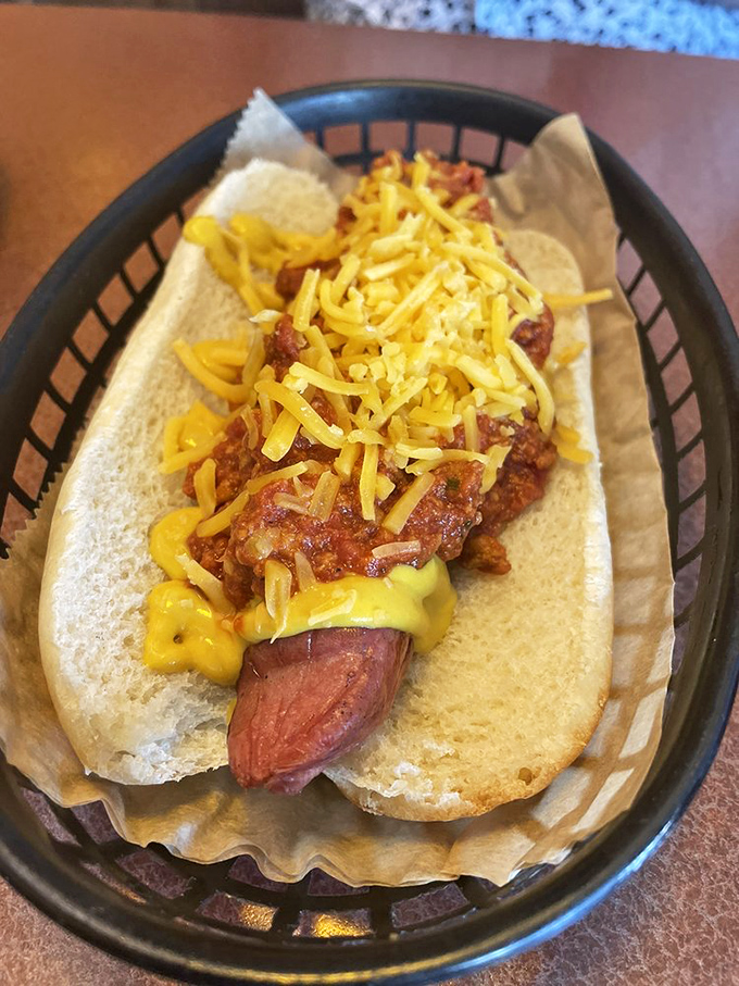 The classic chili cheese dog&mdash;where beef meets more beef in a harmonious relationship that would make relationship counselors jealous.