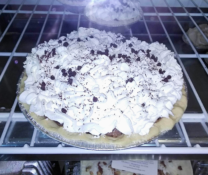 This chocolate cream pie with its mountain of whipped cream and chocolate shavings could negotiate world peace, it's that good.