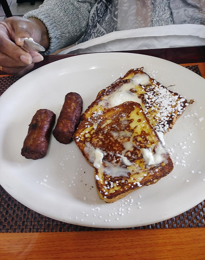 French toast dusted with powdered sugar like fresh snow, because sometimes breakfast needs to feel a little fancy too.