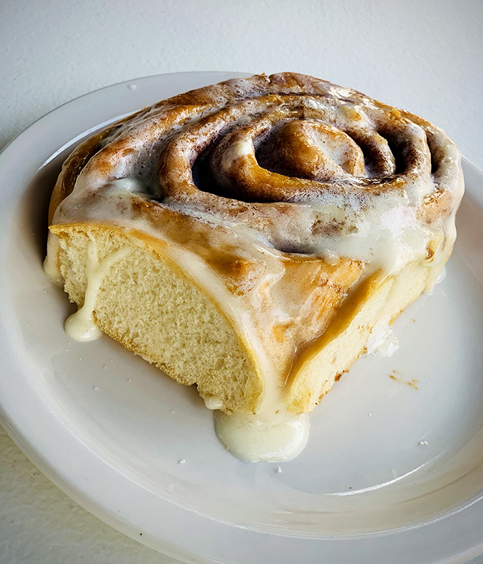 This cinnamon roll isn't just dessert masquerading as breakfast&mdash;it's your childhood Saturday mornings wrapped in a spiral of happiness.