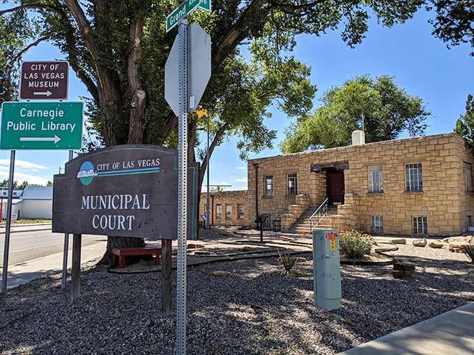 The Municipal Court building shares space with cultural treasures, proving that even small-town governance comes with a side of historical significance.