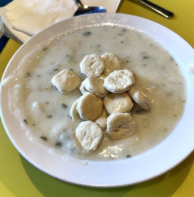Not your average soup—tiny dumplings float like treasured islands in a creamy sea. Comfort in a bowl that somehow tastes like a warm hug.
