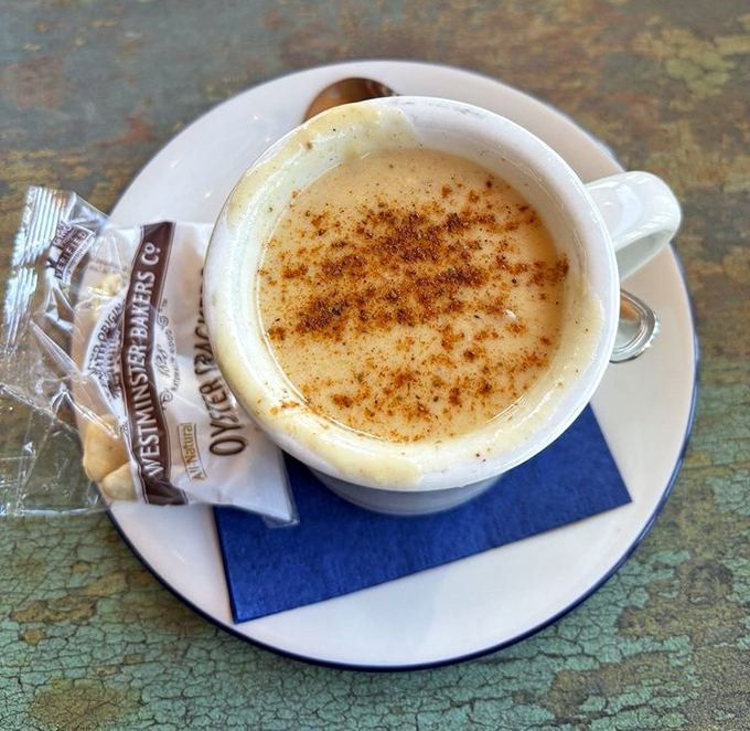 This isn't just clam chowder&mdash;it's a warm hug in a cup. The dusting of spice on creamy perfection proves comfort food works at any latitude.