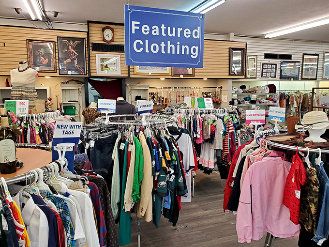 The "Featured Clothing" section &ndash; where yesterday's fashion statements become tomorrow's unique style finds. Color-coded for your treasure-hunting pleasure!
