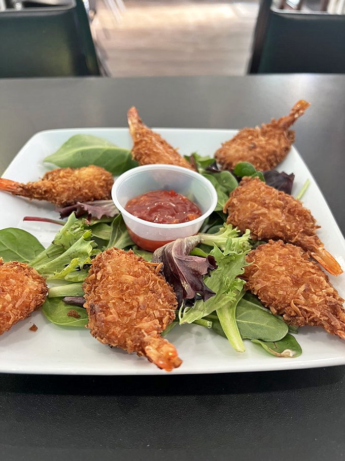 Coconut shrimp so perfectly crispy, you can practically hear the crunch from here &ndash; pure tropical bliss.