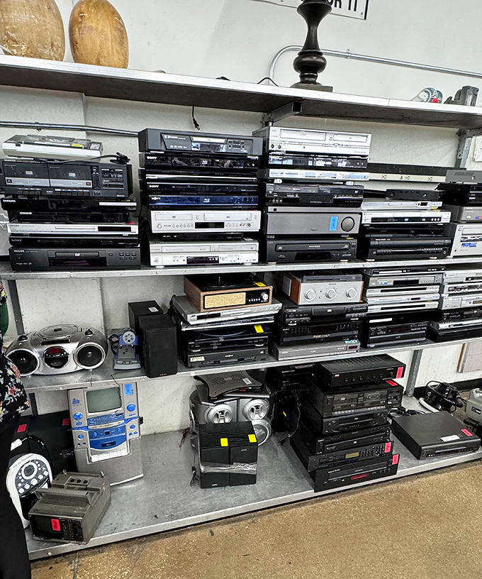 The electronics graveyard houses the technological ancestors of our streaming devices &ndash; DVD players and stereo systems from a bygone era.