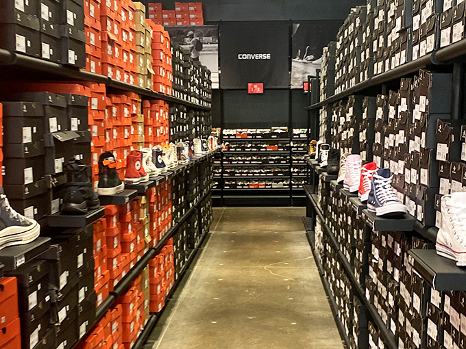 Converse walls stretch endlessly, proving some classics never go out of style or storage space.