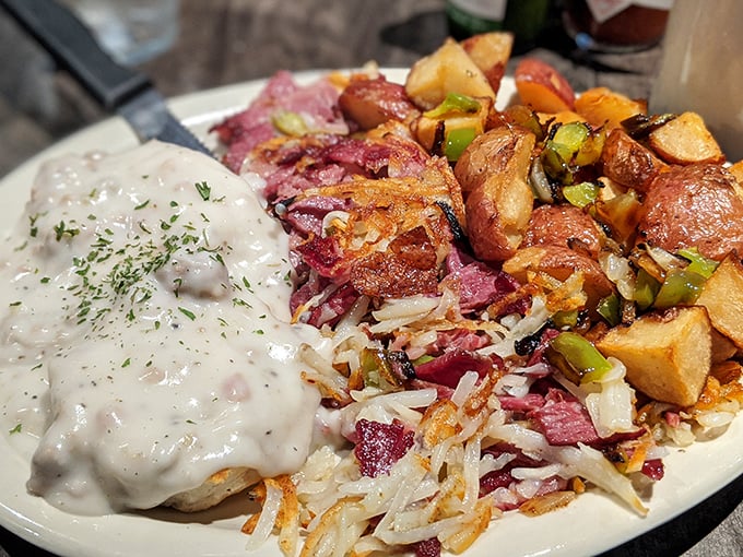 Corned beef hash that would make your Irish grandfather weep with joy&mdash;crispy edges, tender potatoes, and that perfect savory-to-creamy ratio that defines diner excellence.