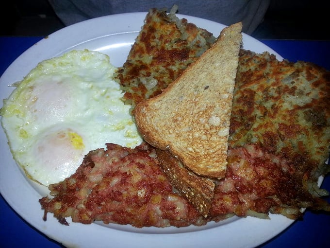 The breakfast trinity: eggs, hash browns, and toast. Simple perfection that proves sometimes the classics need no improvement.
