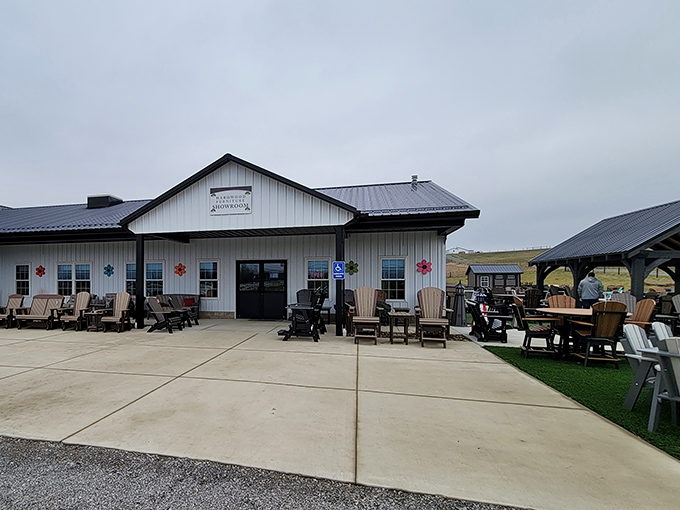 Outdoor furniture that invites you to actually sit outdoors. Country Hill Furnishings showcases Amish craftsmanship that Instagram filters can't improve upon.