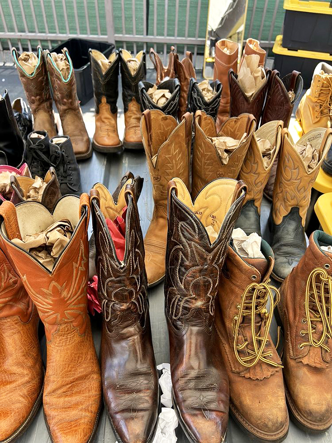 Boot heaven for urban cowboys and authentic ranchers alike. These well-worn leather stories are just waiting for their next chapter.