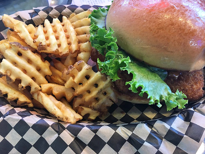 The waffle fries might play supporting role to this crab cake sandwich, but they're scene-stealers in their own right.