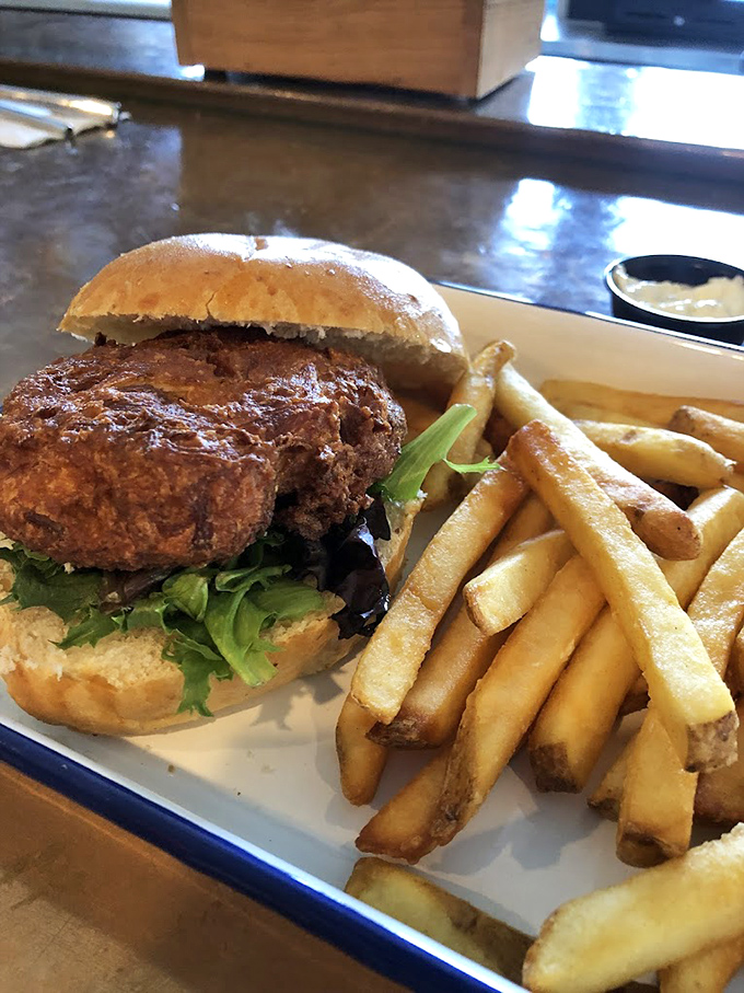 This crab cake sandwich is what happens when someone takes their crabbing seriously and their frying skills even more seriously.