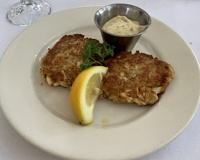 These crab cakes contain so little filler, they're practically still waving their claws at passing boats in the Gulf.