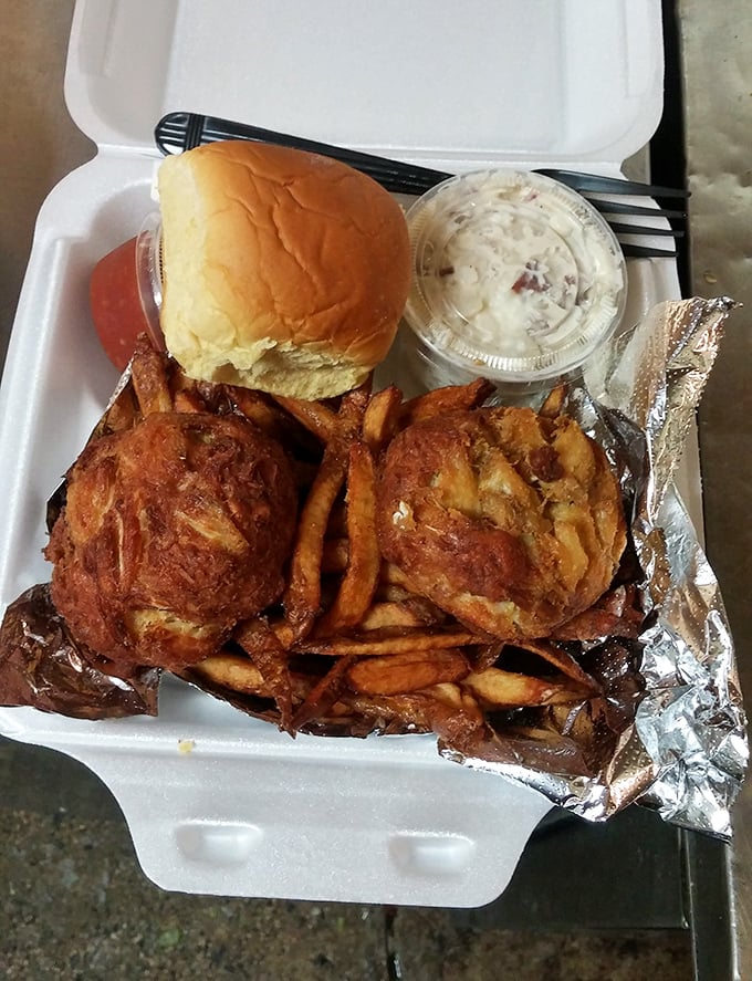 Crab cakes that are 90% crab, 10% magic, and 0% filler. Paired with hand-cut fries that deserve their own fan club.