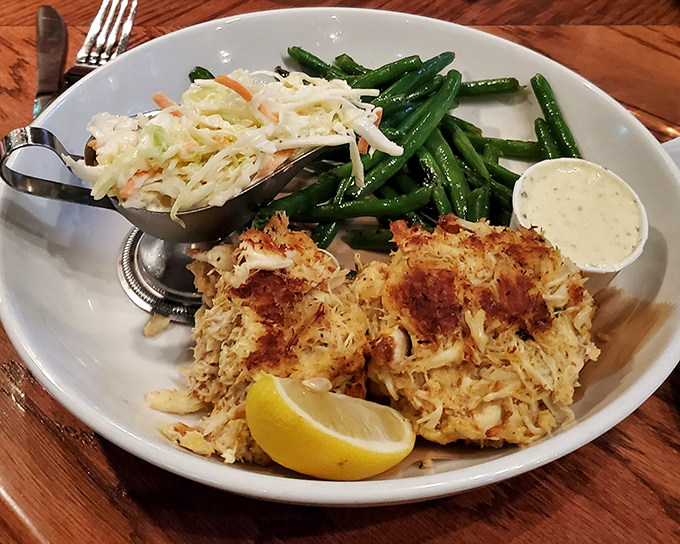 These crab cakes are what Maryland dreams about&mdash;mostly crab, minimal filler, maximum flavor. Served with green beans that actually taste like vegetables should.