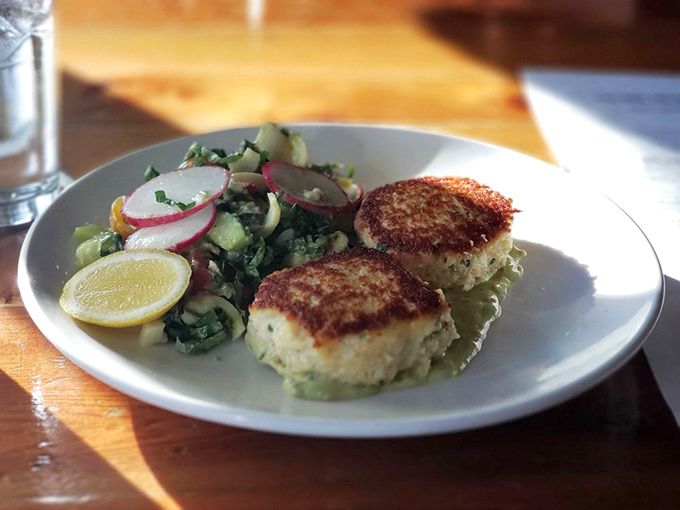 Golden-brown crab cakes that don't hide behind fillers. These beauties let the sweet crab meat do all the talking.