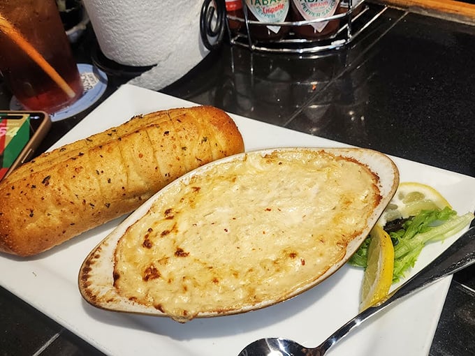 Bubbling cheese meets seafood in this crab dip that's so good you'll contemplate whether the bread is merely a delivery system.