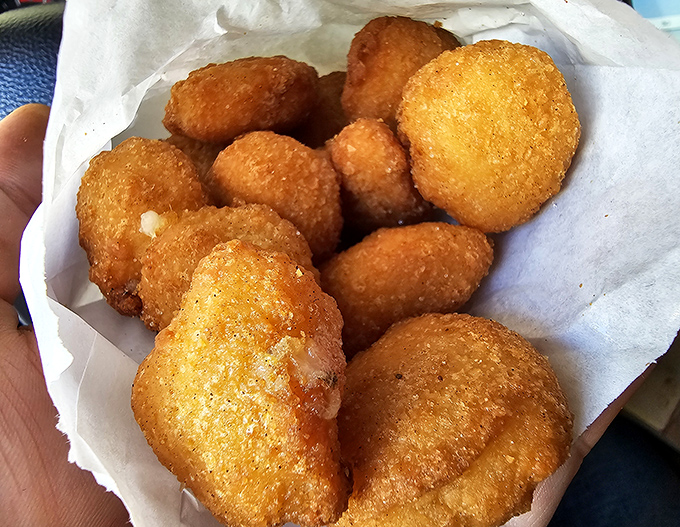 Cream corn nuggets: the side dish you didn't know you needed in your life. Like little corn-filled donut holes that make vegetables actually exciting.