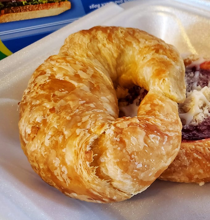 Flaky doesn't begin to describe this croissant. Each golden layer shatters with delicate precision, proof that small-town bakeries can rival Parisian patisseries.