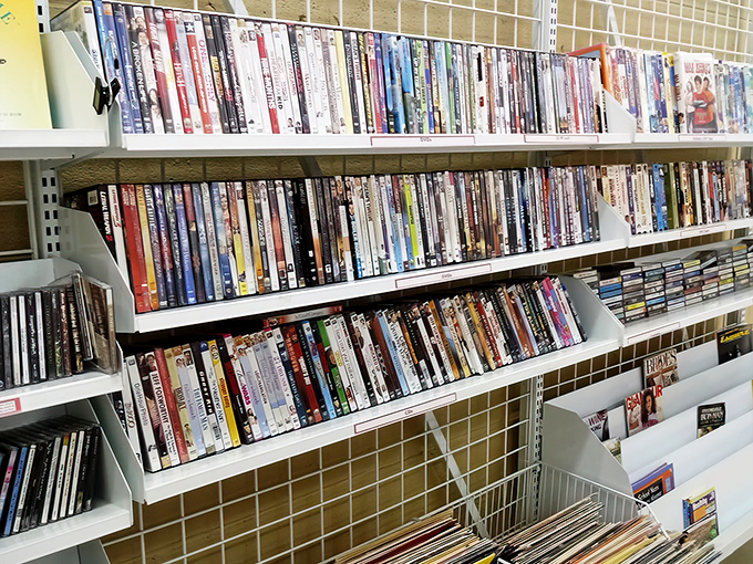 The media section: where forgotten blockbusters and obscure indie films find their second audience. Physical media lives on at Savers!