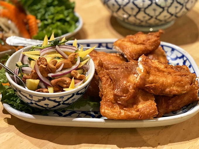 Crispy on the outside, tender within, this deep-fried trout comes with a side of "where have you been all my life?" The accompanying salad adds the perfect fresh contrast.