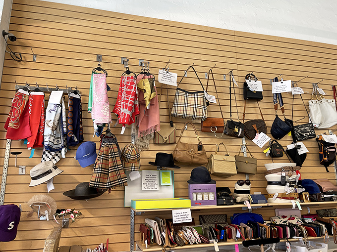 Designer bags and scarves that whisper "Rodeo Drive" hang proudly on display, their price tags shouting "incredible bargain" to savvy shoppers.