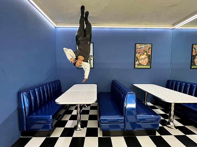 Dining with your feet on the ceiling? This upside-down diner setup lets you channel your inner Spider-Man while confusing everyone back home.