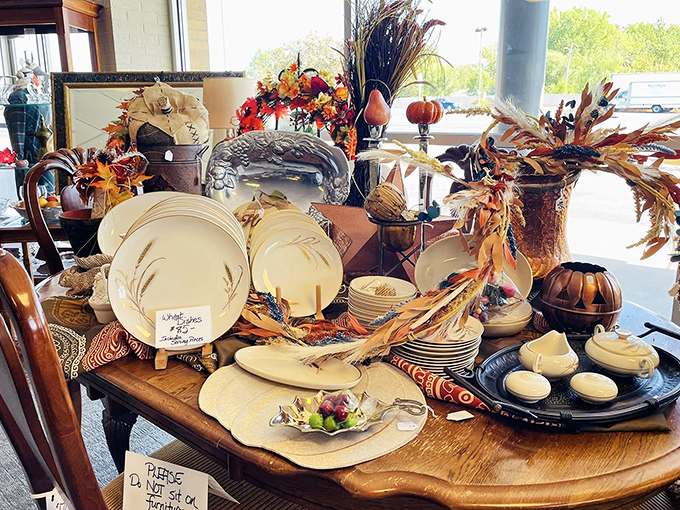 Autumn's bounty displayed on weathered wood &ndash; these dishes have hosted countless family meals and are ready for yours. Wheat patterns never truly go out of style. 
