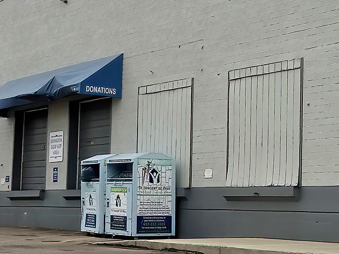 The donation area&mdash;where yesterday's impulse purchases become tomorrow's treasures, completing the circle of thrift that keeps this community engine running.