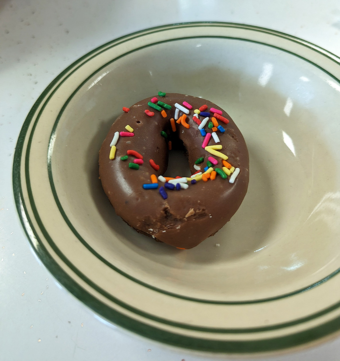 Simple chocolate donuts with sprinkles become pure joy when made with this much genuine care.