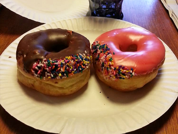 Donuts that would make Homer Simpson weep with joy. The chocolate-glazed with sprinkles isn't just a treat&mdash;it's edible nostalgia.