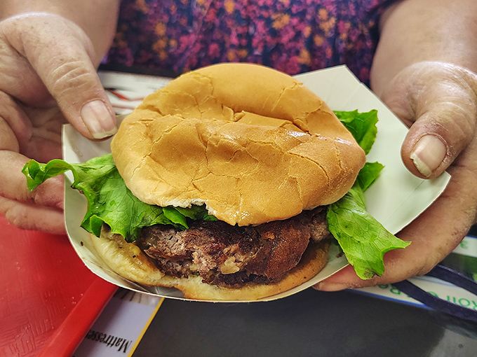 Simple yet sublime&mdash;fresh lettuce, a perfectly seasoned patty, and a bun that knows its supporting role in this meaty masterpiece.