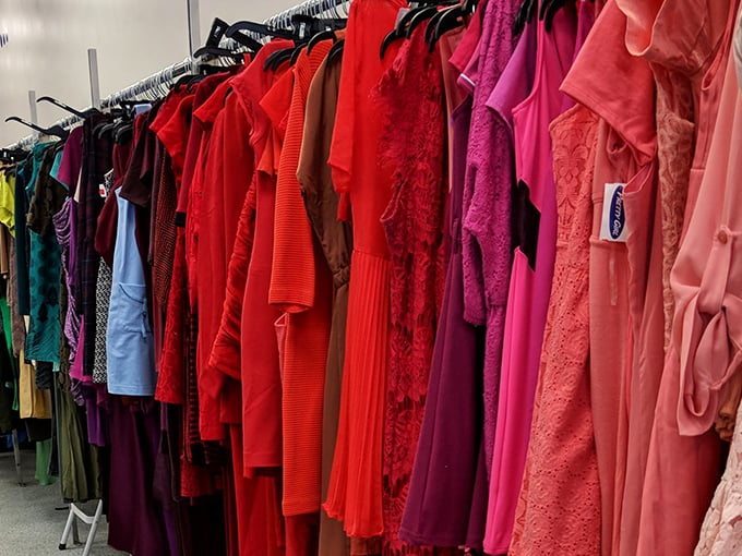 The red dress section&mdash;where every garment seems to whisper, "Take me to that party you've been invited to but weren't sure what to wear."
