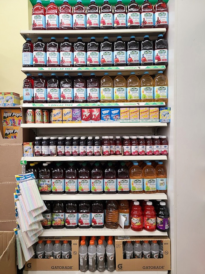 Gatorade by the case and juices galore - hydration station for champions on a shoestring budget.